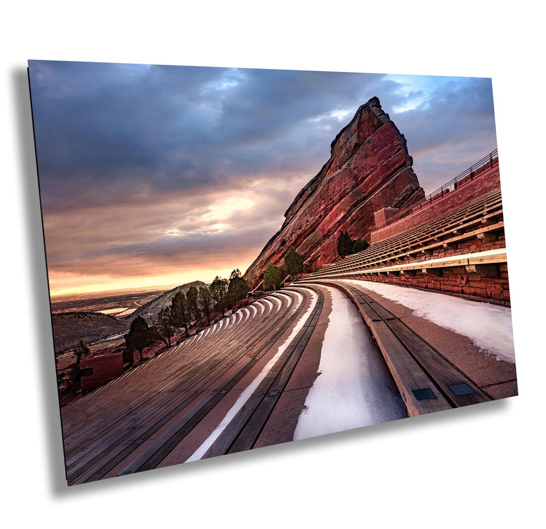 Red Rocks Amphitheater: Snowy Sunrise Colorado, Print, Canvas, Metal ...