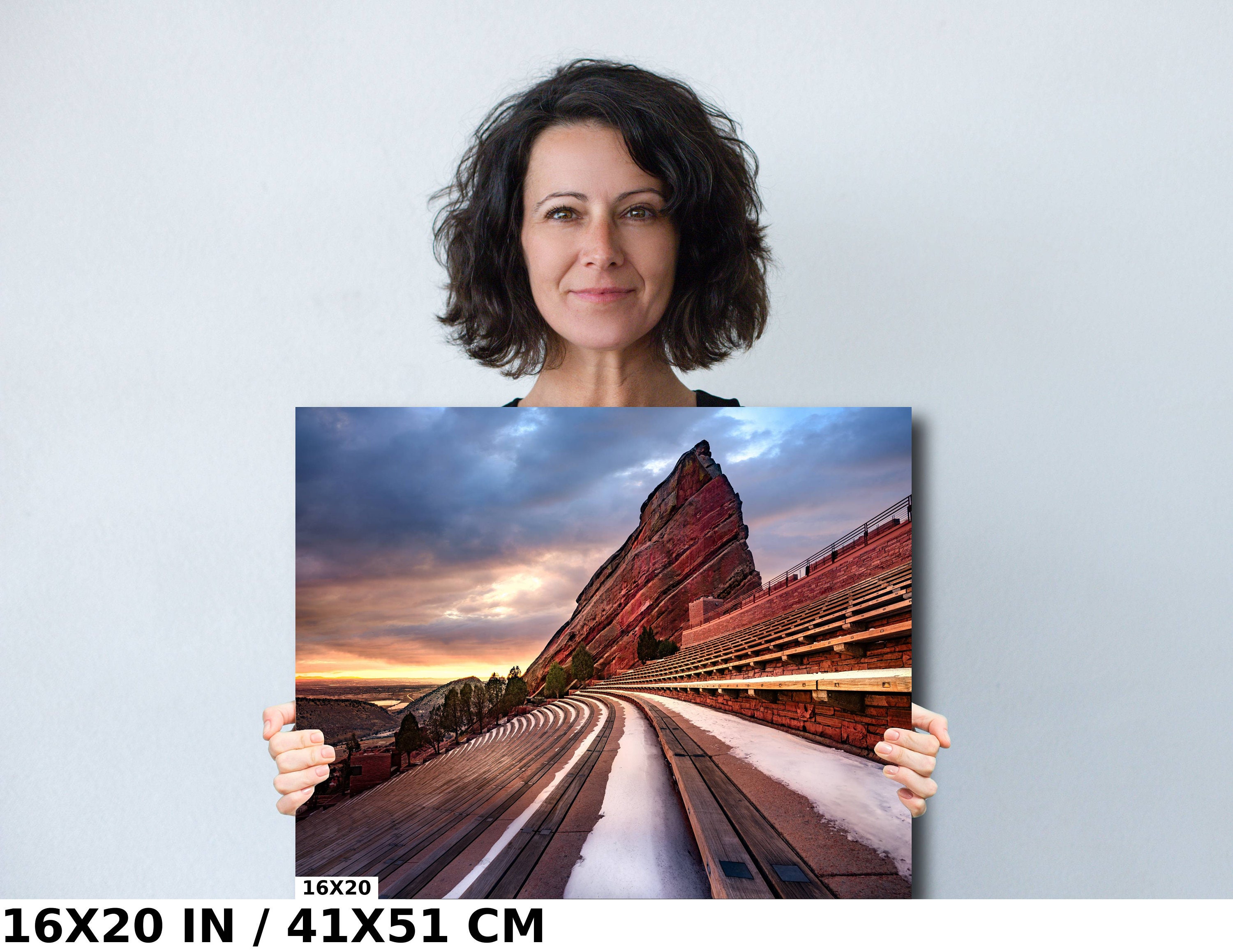 Red Rocks Amphitheater: Snowy Sunrise Colorado, Print, Canvas, Metal ...