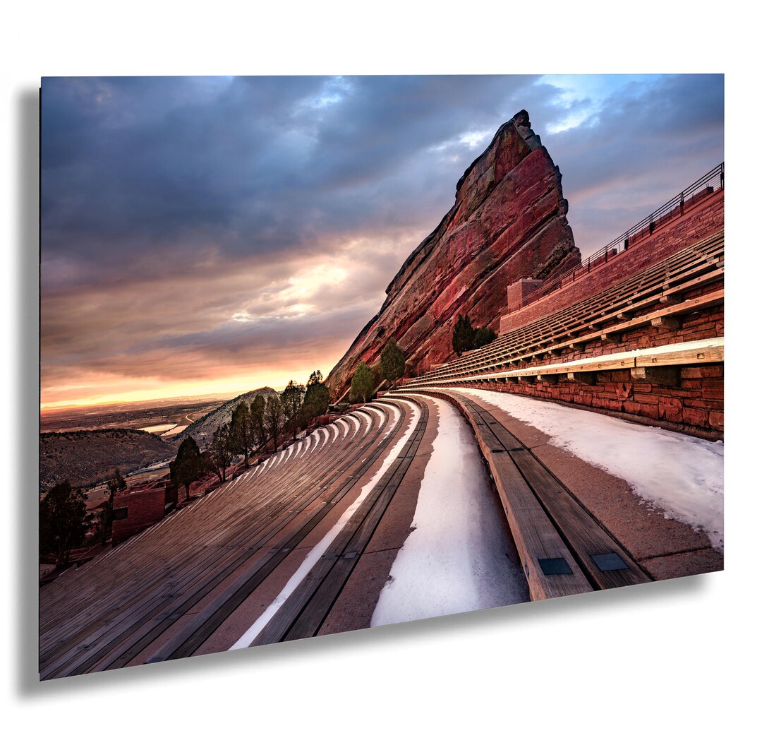 Red Rocks Amphitheater Snowy Sunrise Print: Colorado Wall Art - Etsy