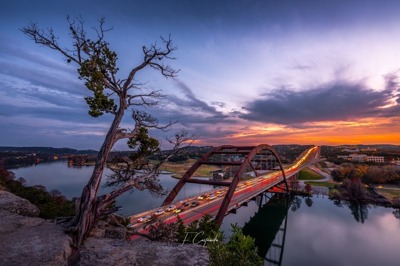 360 Bridge Overlook Austin, Texas, Sunset Lake Austin, Print, Canvas ...