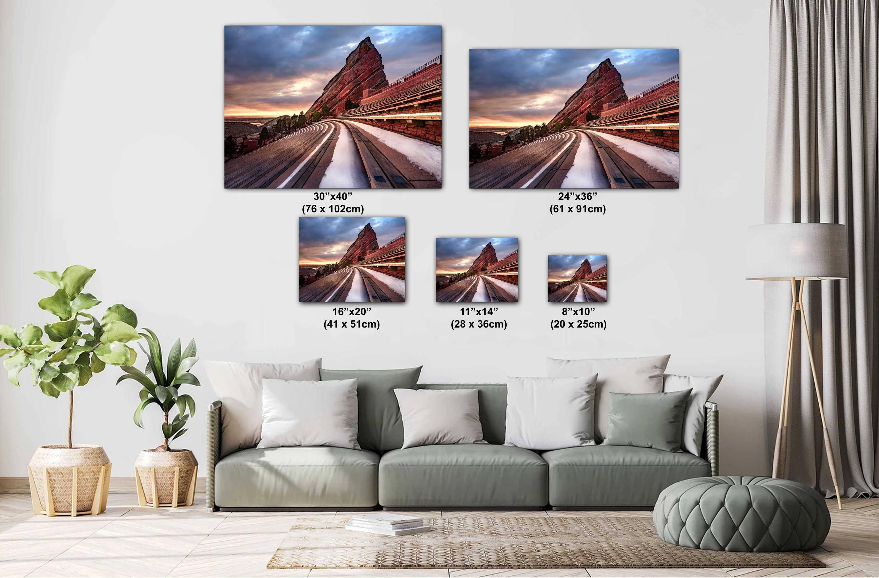Red Rocks Amphitheater: Snowy Sunrise Colorado, Print, Canvas, Metal ...