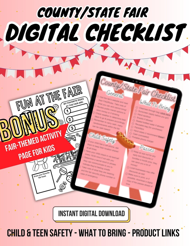 County/state Fair Checklist | INSTANT DIGITAL DOWNLOAD | Festival ...
