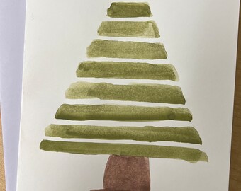 Christmas Card, Homemade Holiday Greeting Card, A6 Christmas Tree Card ...