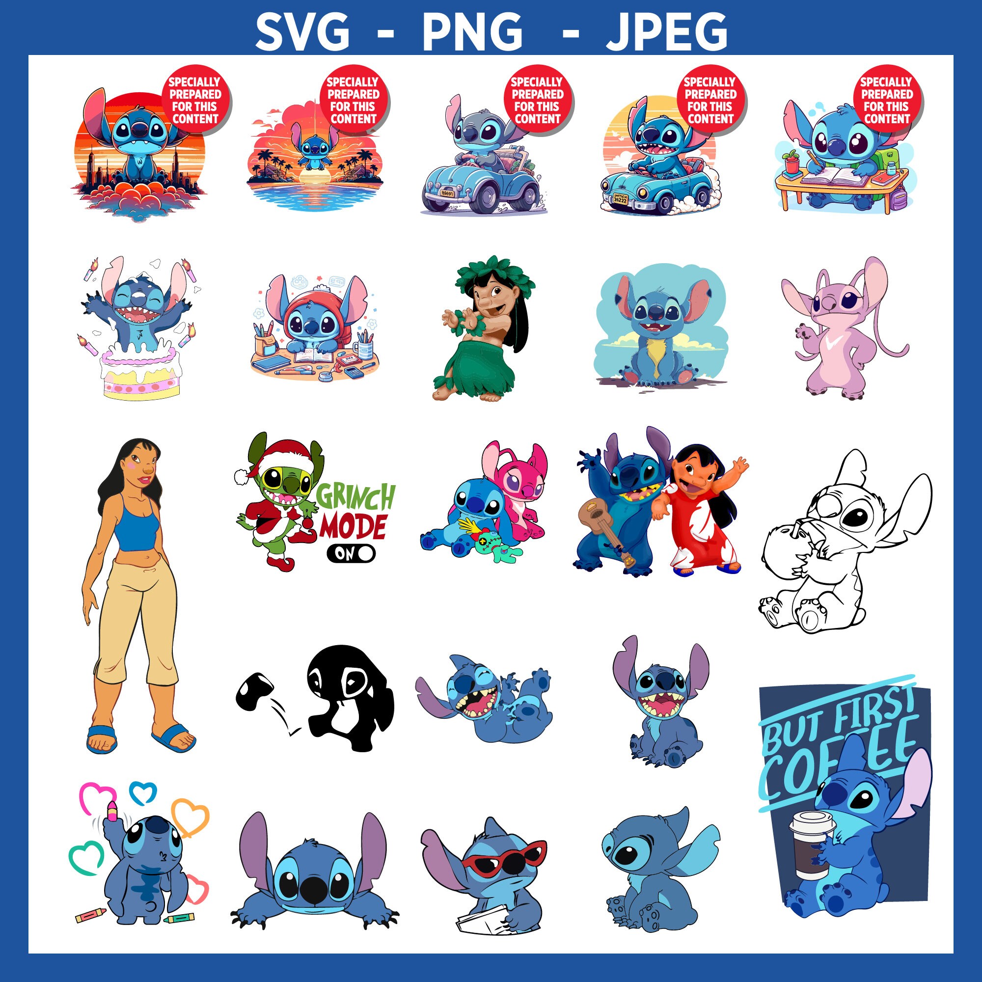 Stitch Svg, 336 Files, Stitch Bundle, Stitch Clipart, Stitch Png, Lilo ...