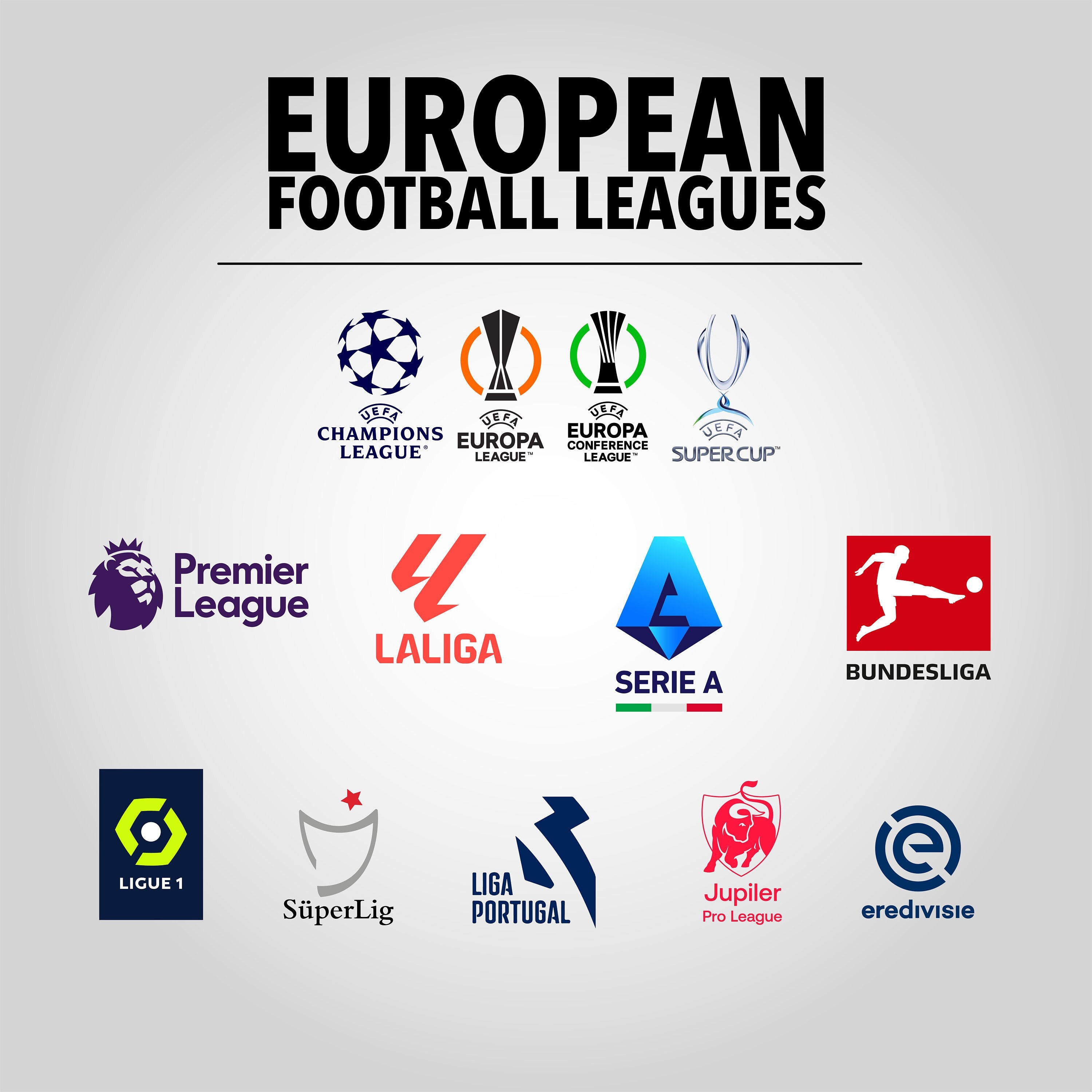 Football Leagues, Europe SVG, Png, Jpeg, Pdf, Ai - Etsy