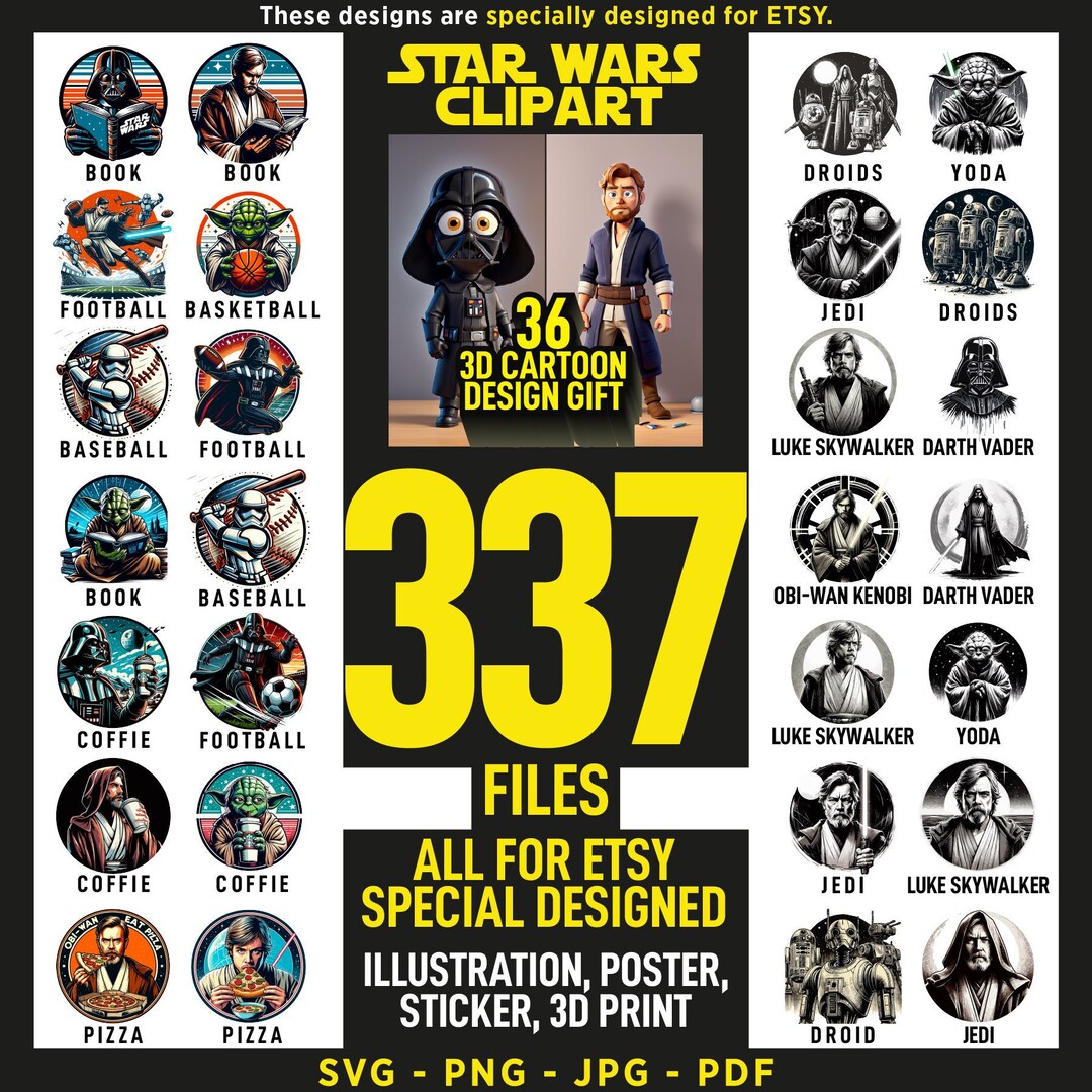 Star Wars SVG, 337 Item Star Wars Clipart, Svg Illustration, Star Wars ...