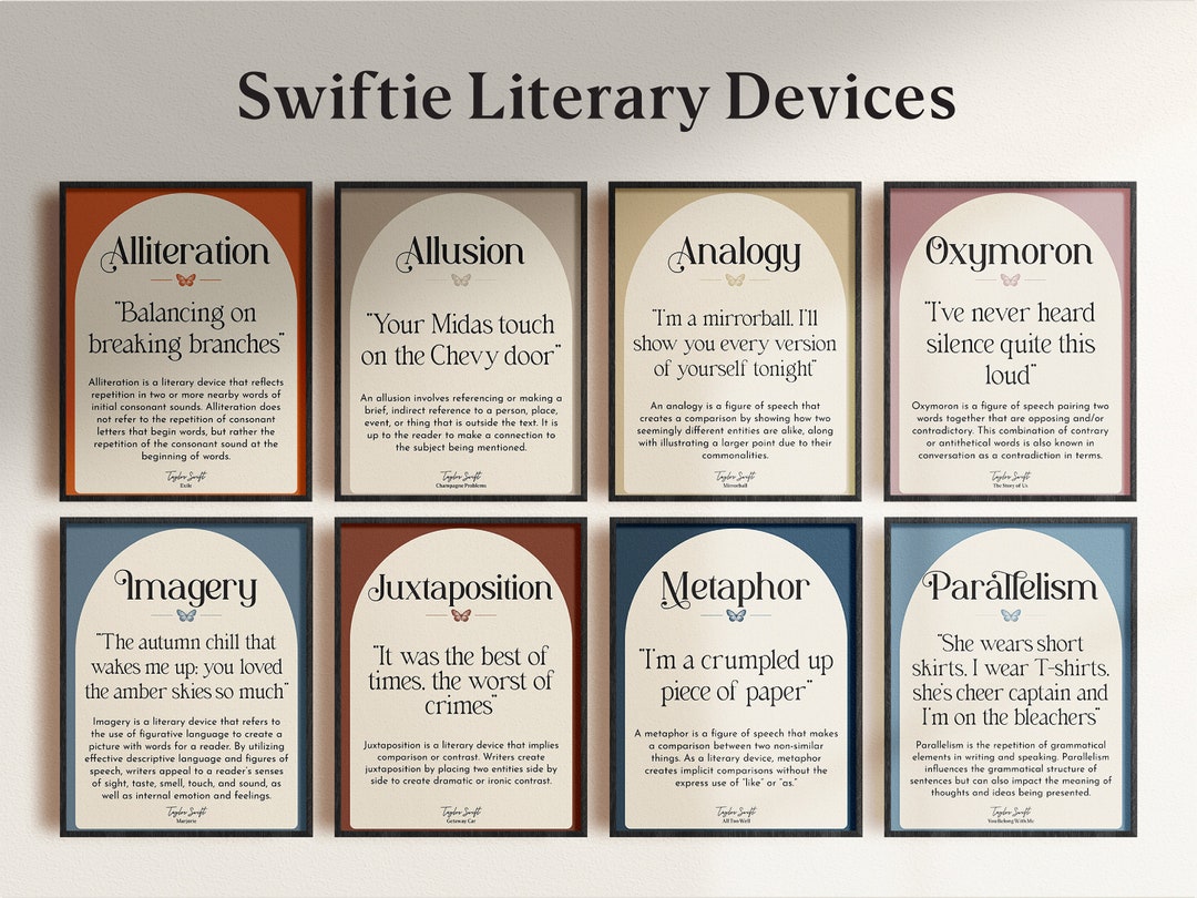 Literary Devices Posters set of 10, Swiftie Inspired Classroom Decor ...