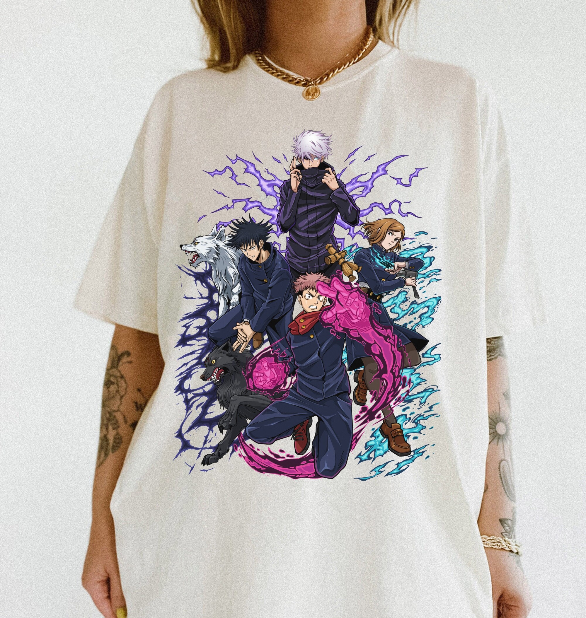 Vintage Anime Yuji, Gojo, Megumi, Nanami Anime Lover Gift, Anime Merch ...