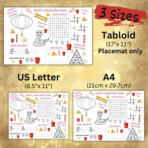 Lunar New Year Printable Activity Bundle, Chinese New Year Placemat ...