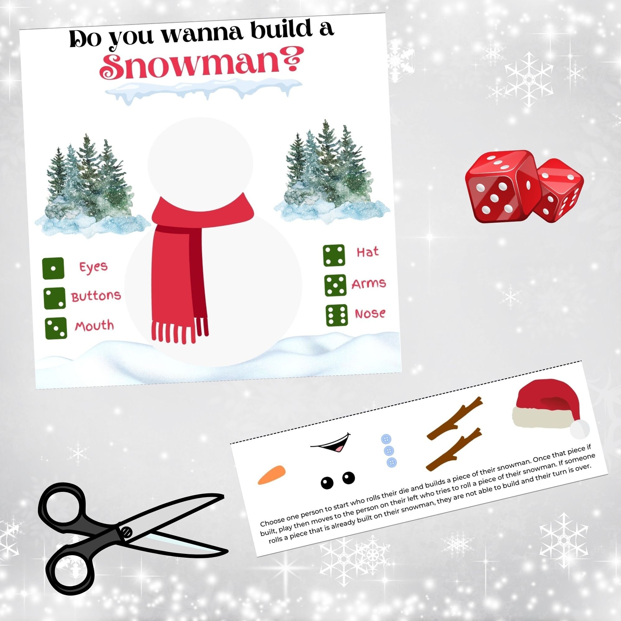 Do You Wanna Build A Snowman?, Printable Christmas Dice Game for Kids ...