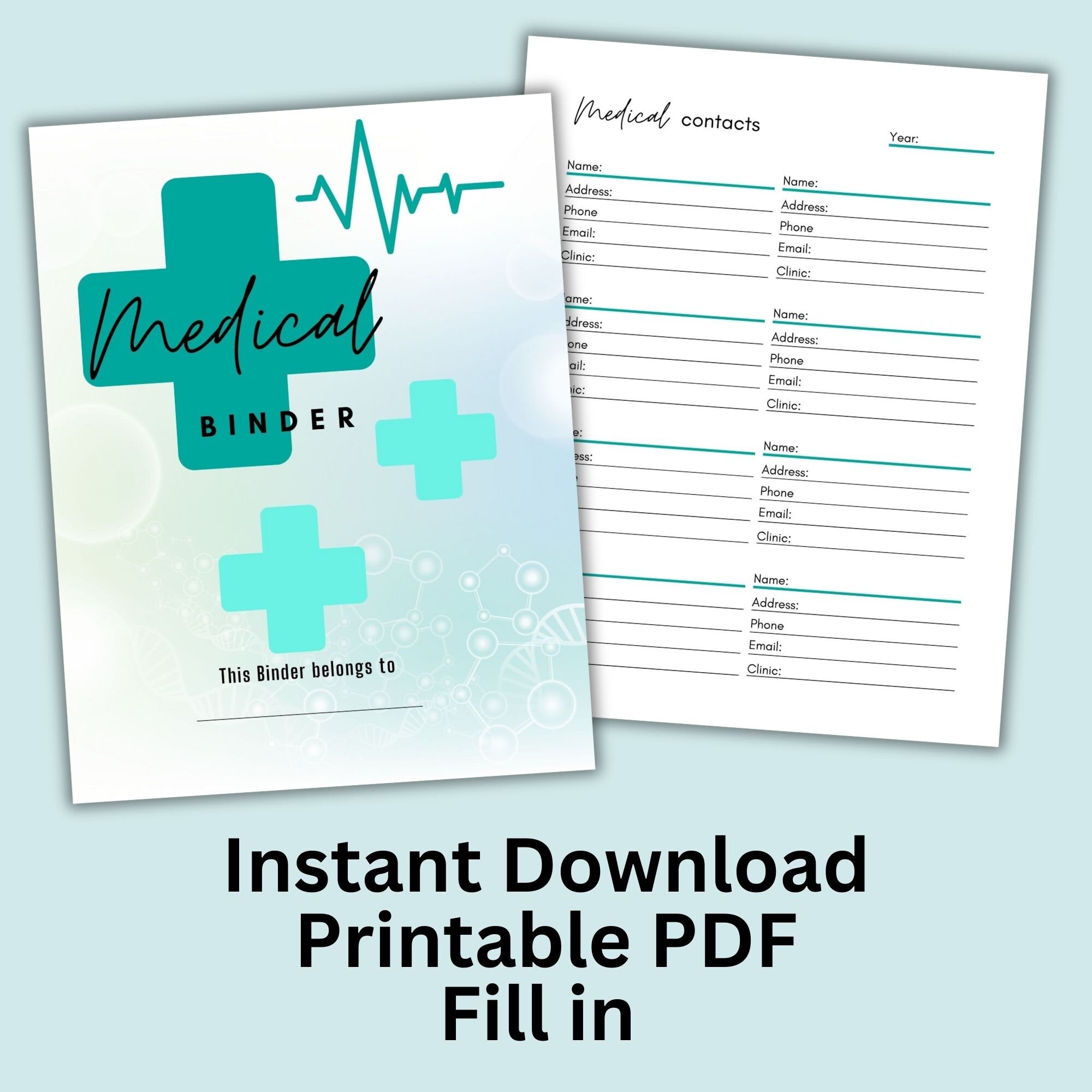 Medical Binder, Medical Planner, Health Tracker, Wellness Planner ...