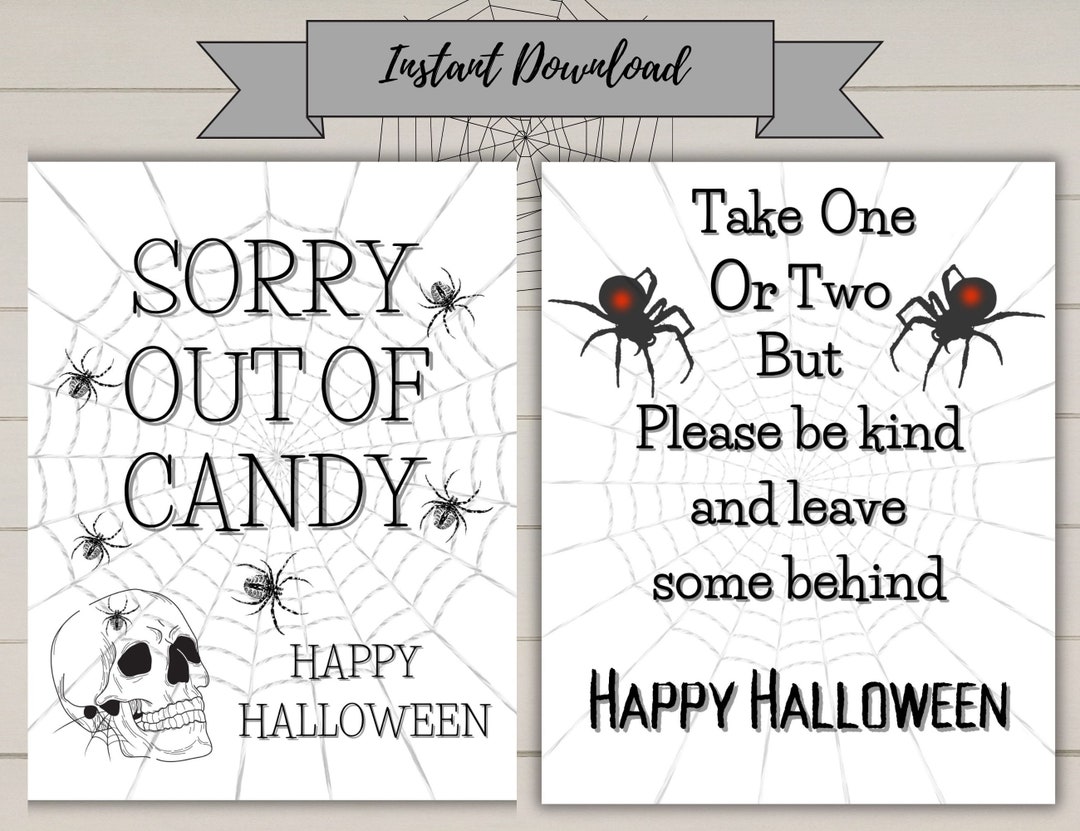 Spooktacular Halloween Sorry Out of Candy Bowl Sign, Trick or Treat ...