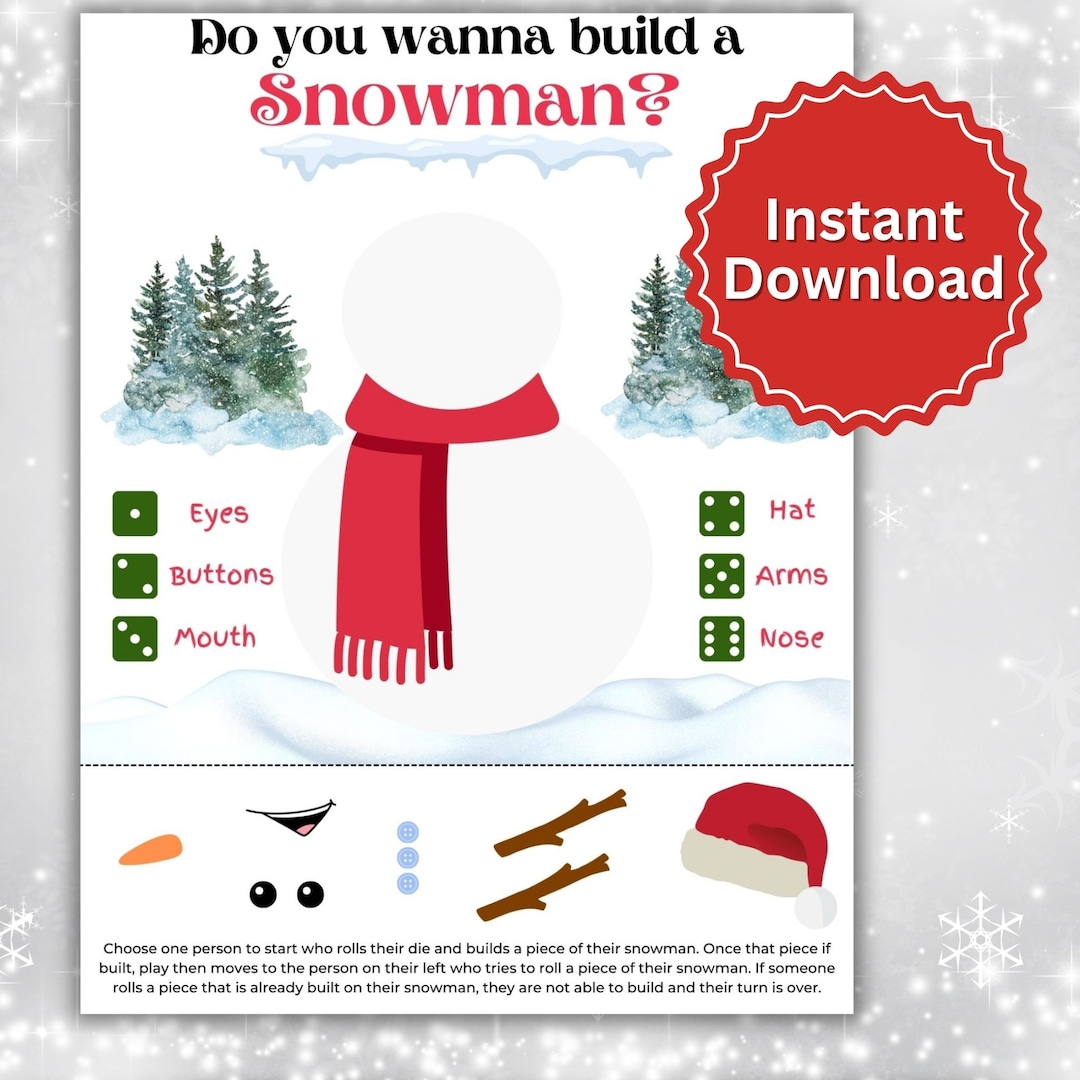 Do You Wanna Build A Snowman?, Printable Christmas Dice Game for Kids ...