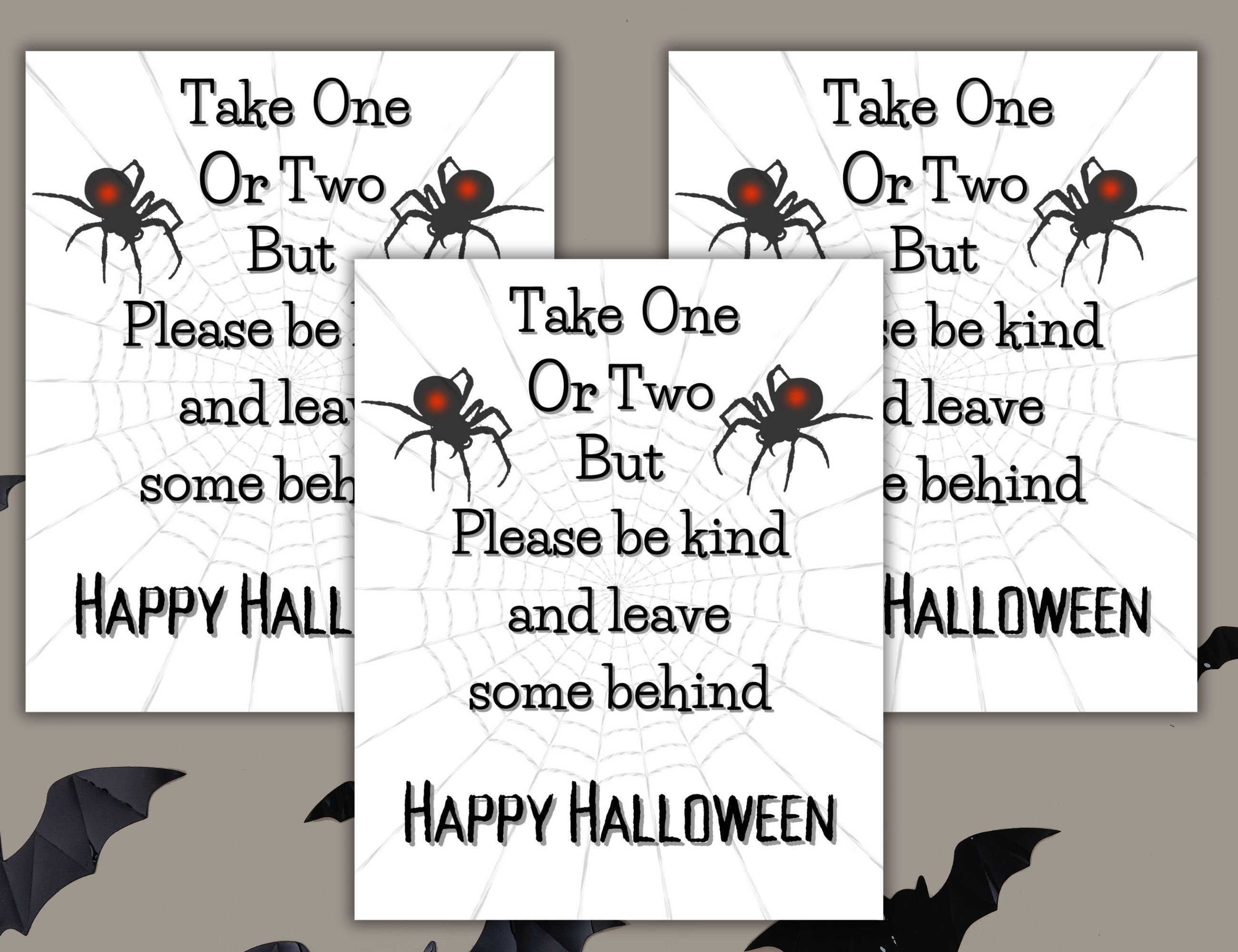 Halloween Please Only Take One Candy Bowl Sign, Treat or Treat Sign ...
