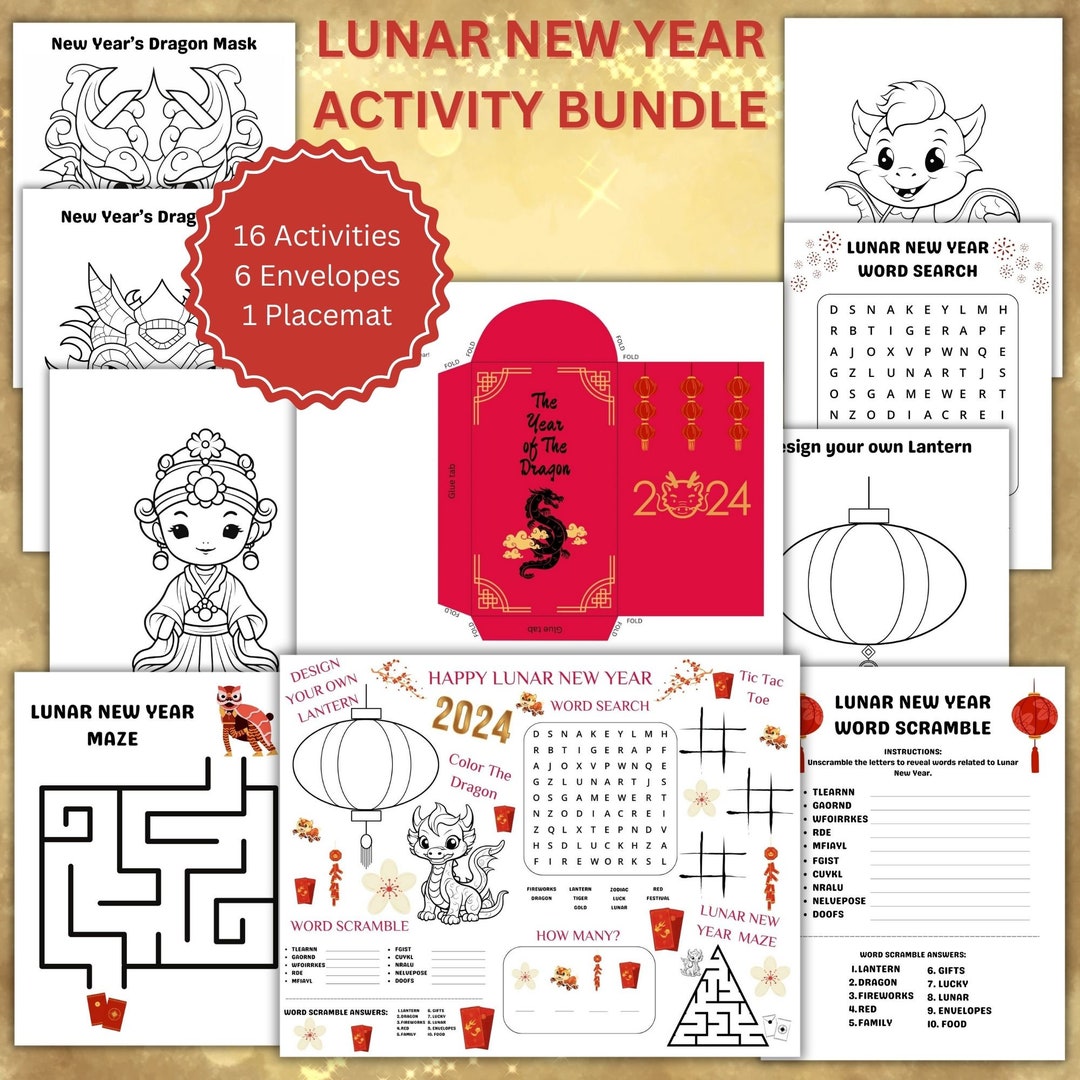 Lunar New Year Printable Activity Bundle, Chinese New Year Placemat ...