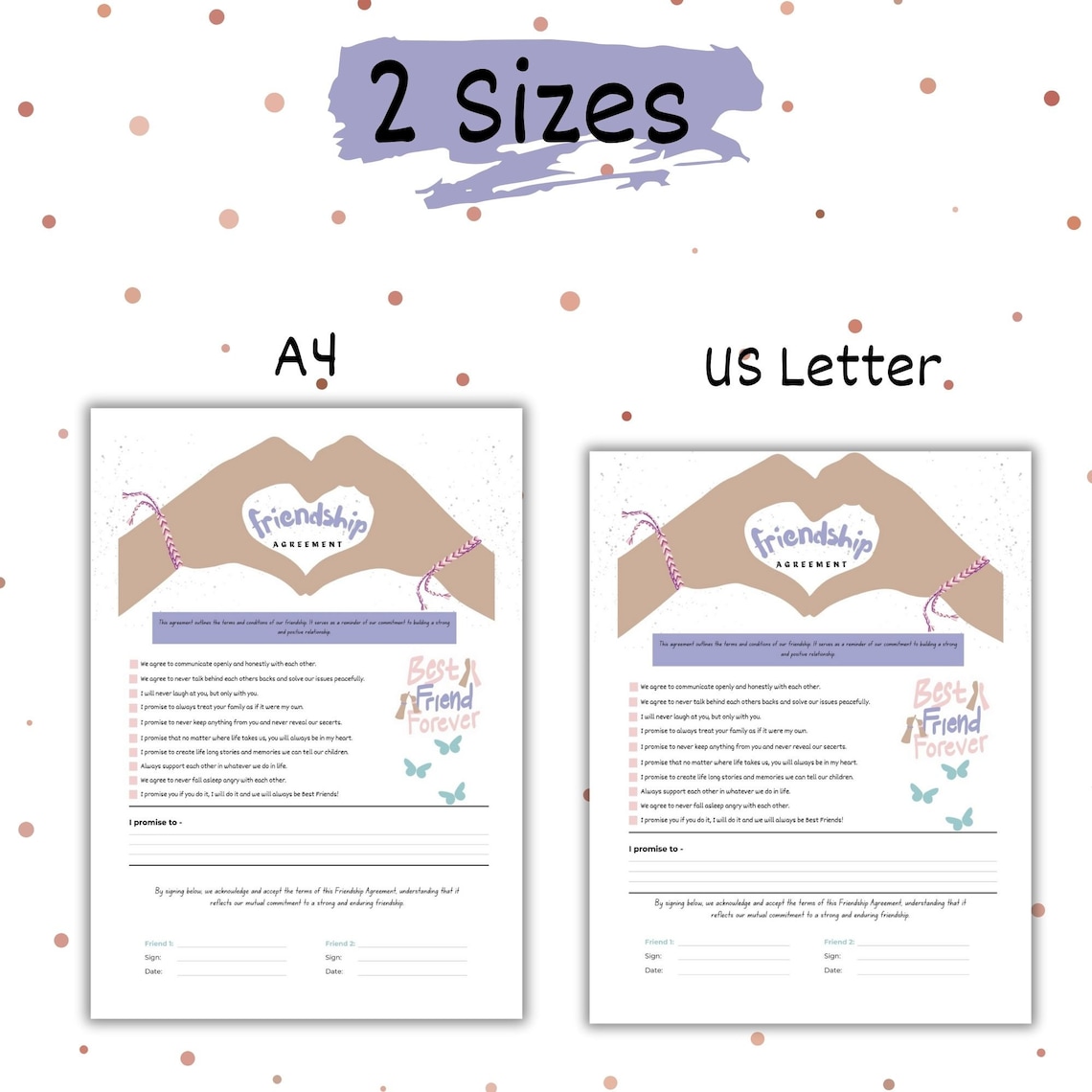Friendship Agreement Printable, Best Friends Contract, Partnership ...