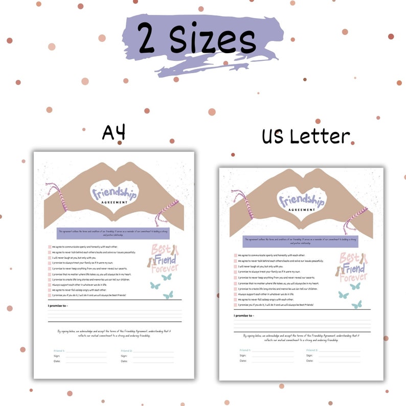 Friendship Agreement Printable, Best Friends Contract, Partnership ...