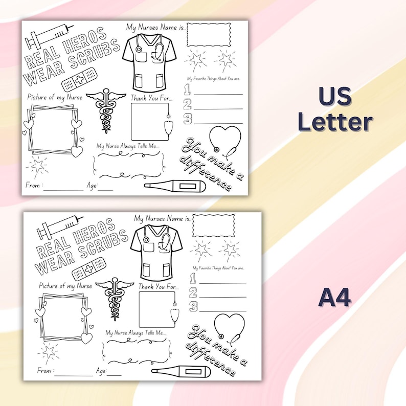 Nurse Appreciation Coloring Page, Nurse Coloring Card, Kids Coloring ...