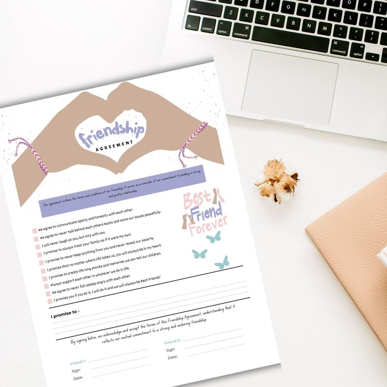 Friendship Agreement Printable, Best Friends Contract, Partnership ...