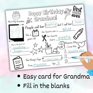 Happy Birthday Grandma Coloring Page, Kids Birthday Card to Grandma ...