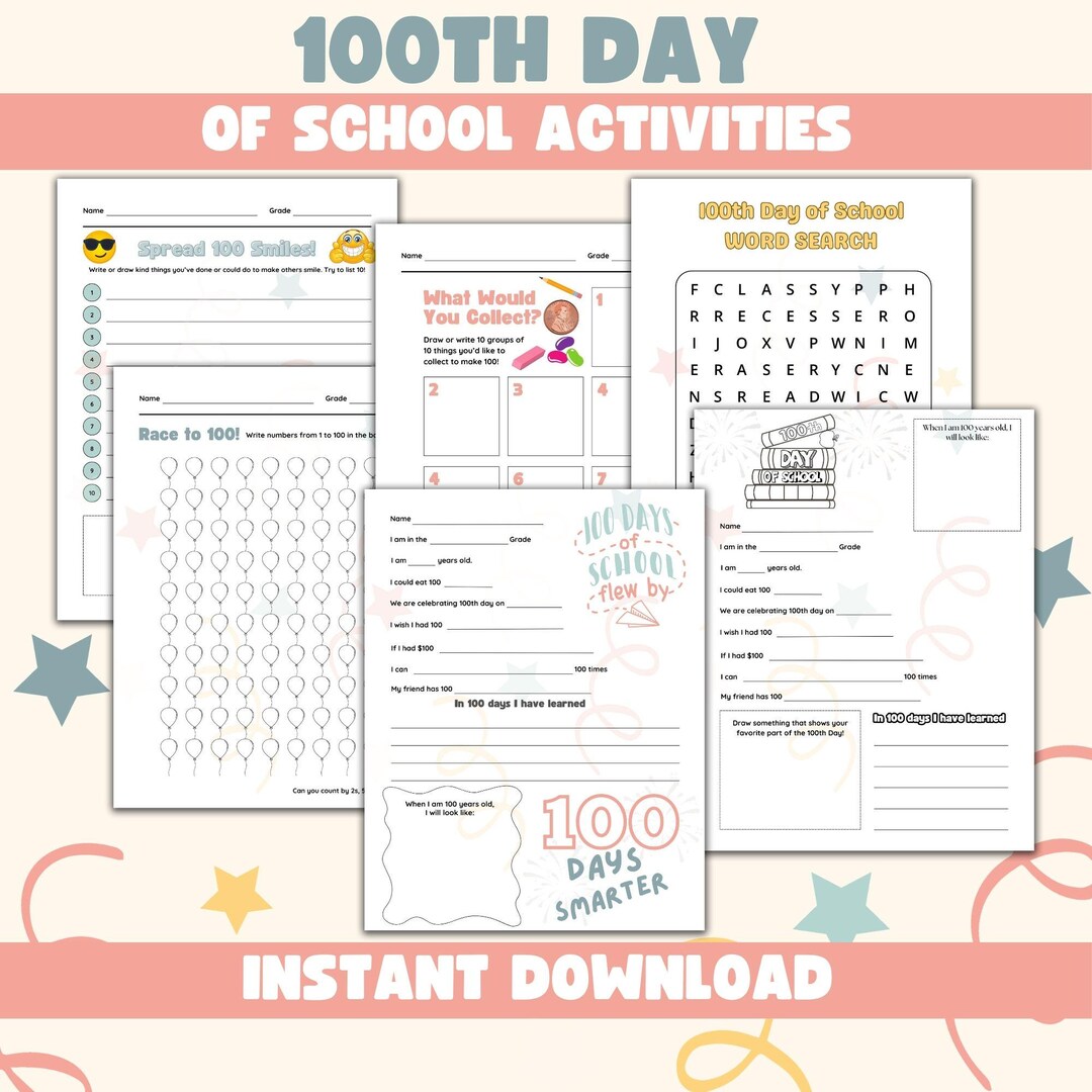 100th Day of School Printable Activities, 100th Day of School Printable ...