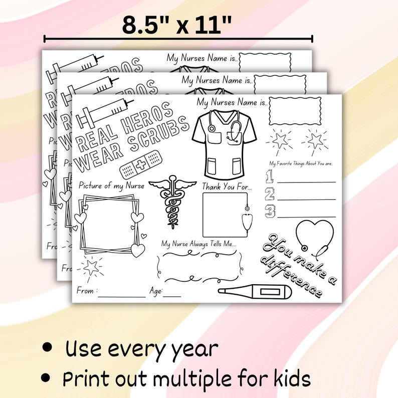 Nurse Appreciation Coloring Page, Nurse Coloring Card, Kids Coloring ...