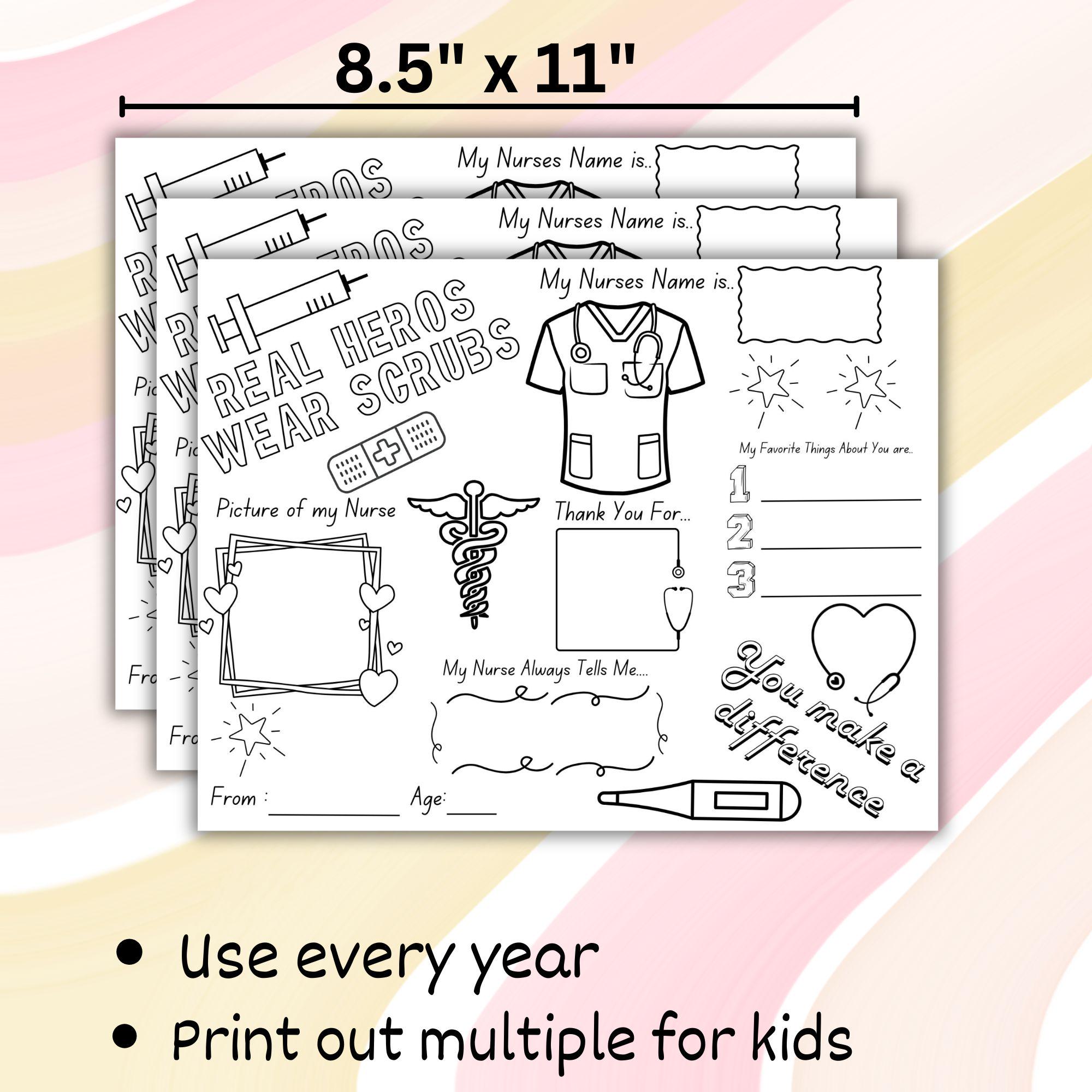 Nurse Appreciation Coloring Page, Nurse Coloring Card, Kids Coloring ...