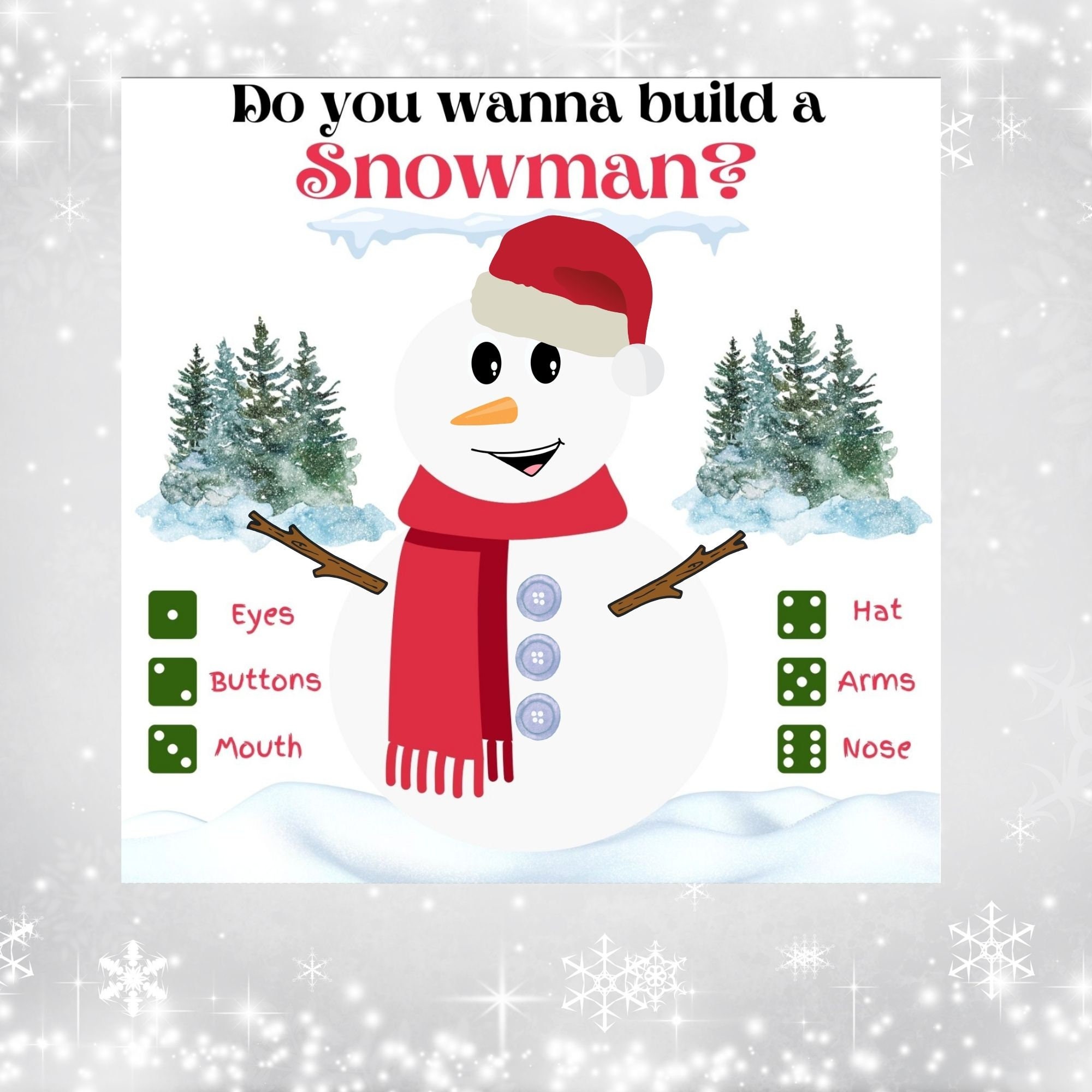 Do You Wanna Build A Snowman?, Printable Christmas Dice Game for Kids ...