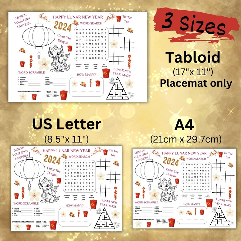 Lunar New Year Printable Activity Bundle, Chinese New Year Placemat ...
