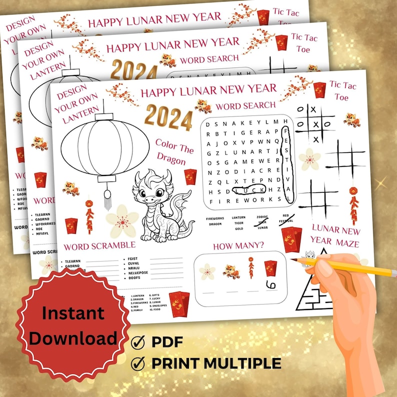 Lunar New Year Printable Activity Bundle, Chinese New Year Placemat ...
