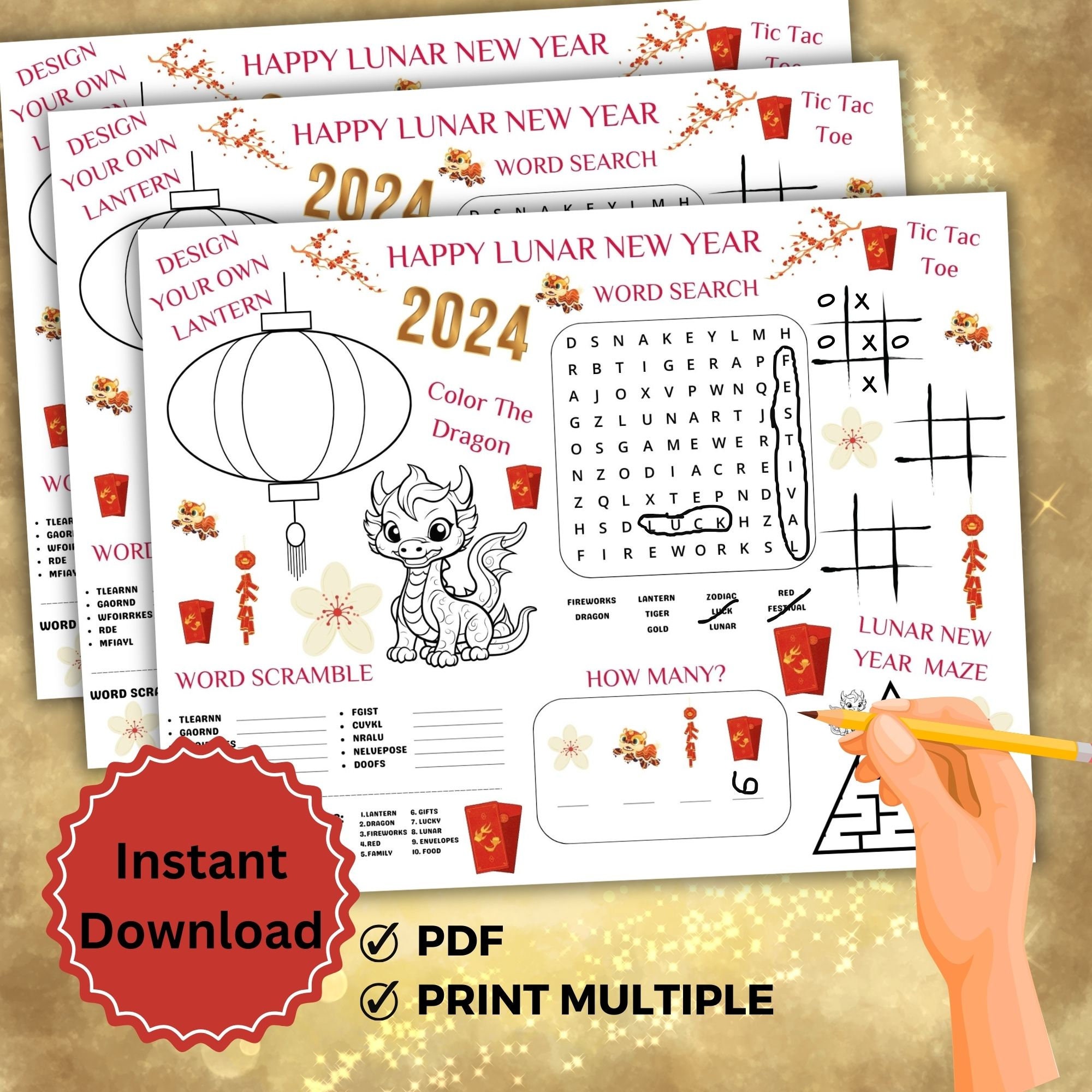 Lunar New Year Printable Activity Bundle, Chinese New Year Placemat ...