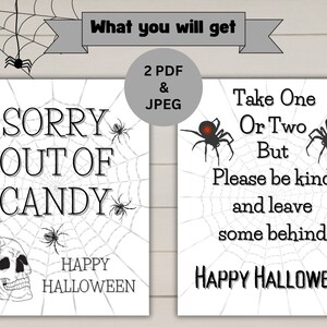 Spooktacular Halloween Sorry Out of Candy Bowl Sign, Trick or Treat ...