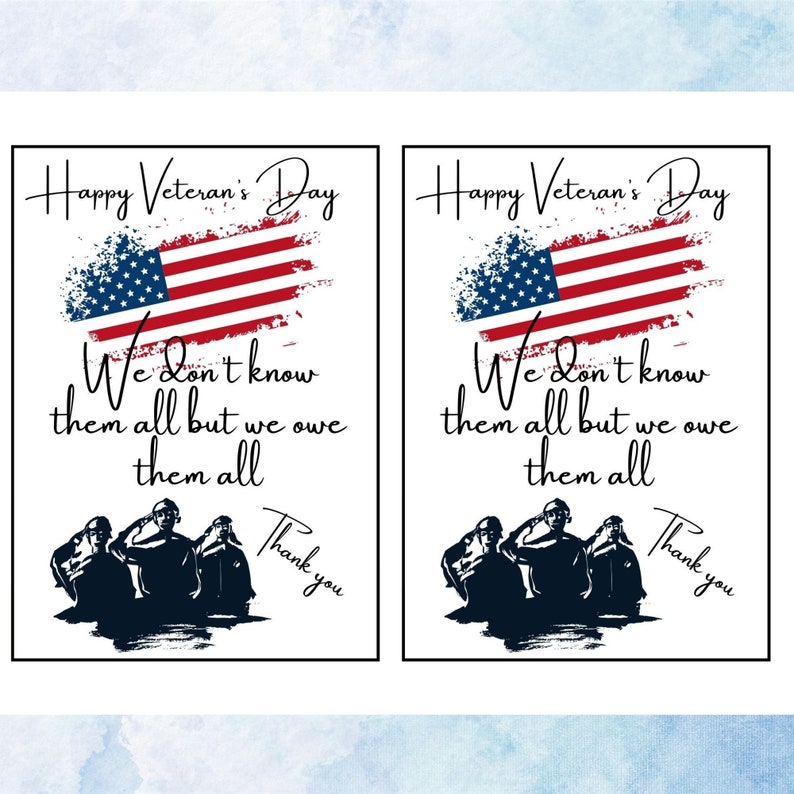 Happy Veteran's Day Card Printable, Thank You for Your Service ...