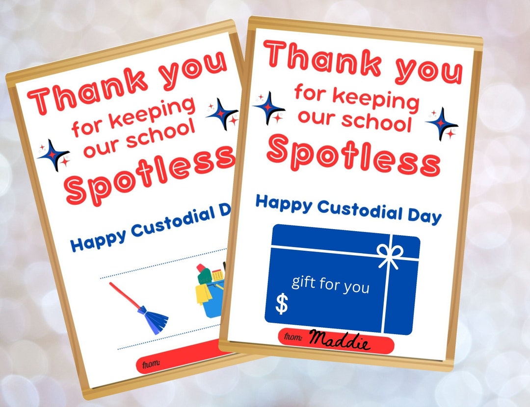 Custodial Appreciation Gift Card Holder, Custodial Appreciation Printable, School Custodian ...