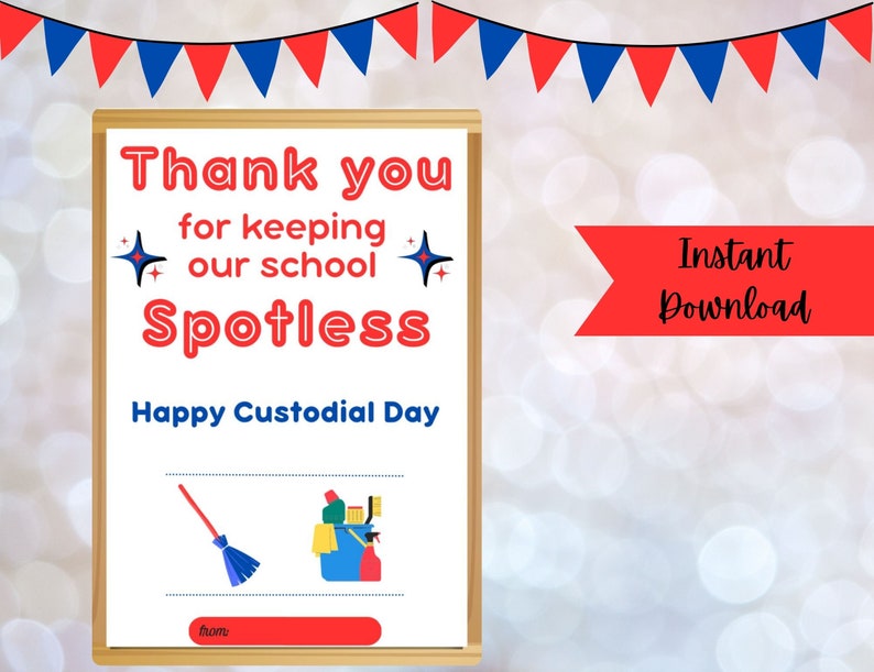 Custodial Appreciation Gift Card Holder: Printable Thank You (PDF) - Etsy