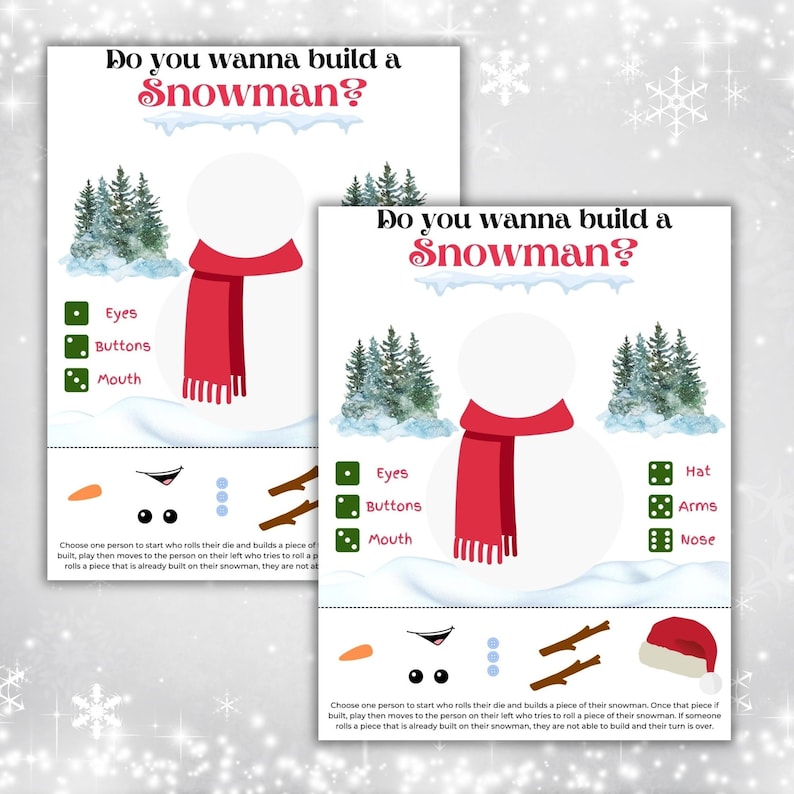 Do You Wanna Build A Snowman?, Printable Christmas Dice Game for Kids ...