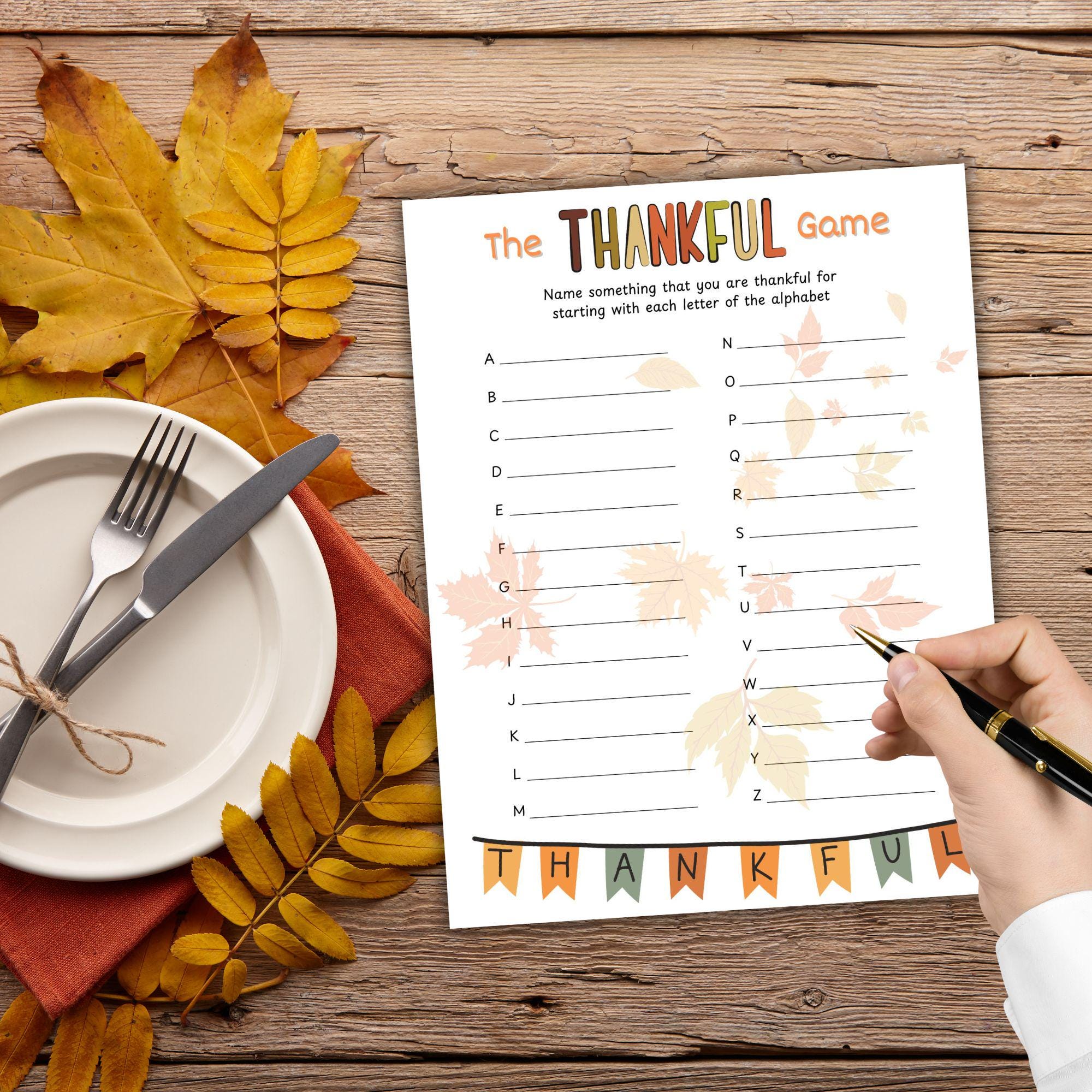 Thankful Game Printable: Thanksgiving Gratitude Activity (PDF Download ...