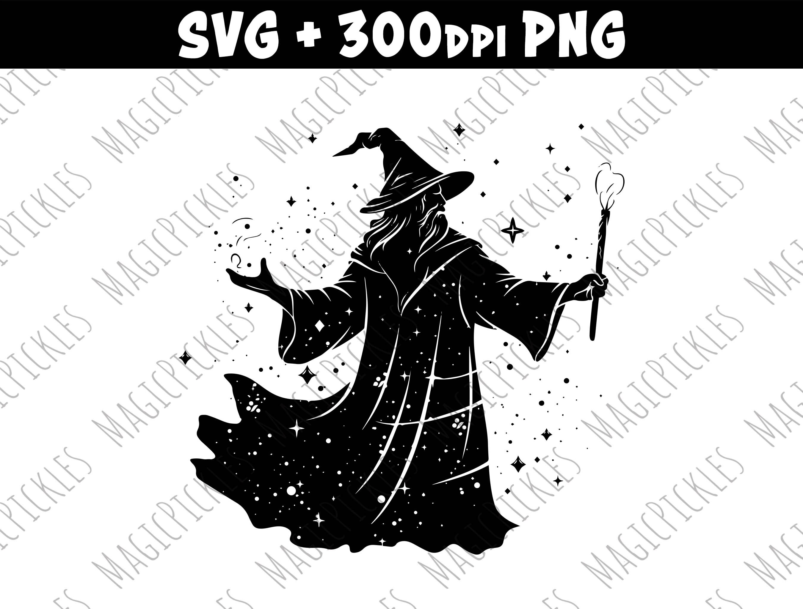 Magic Wizard Svg With Wand, Wizard Png, Magic Png, Mystical Svg, Trendy ...