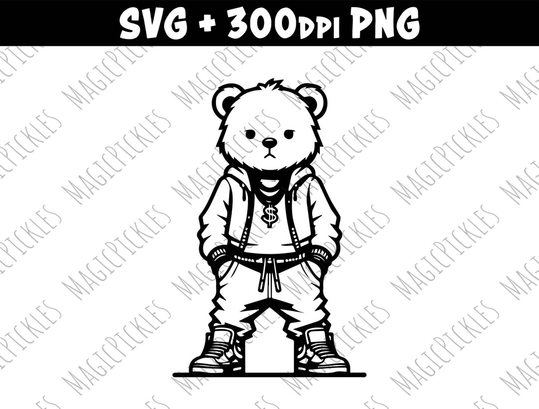 Teddy in Streetwear Svg Png, Hip Hip Svg, Hip Hop Png, Teddy Svg ...