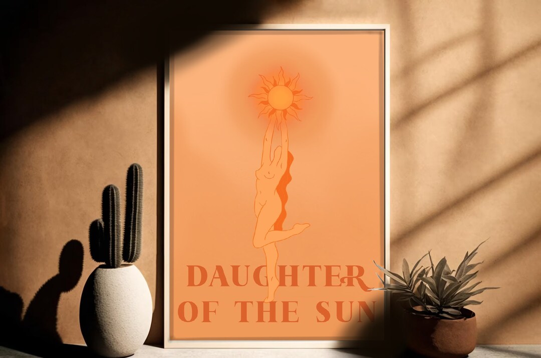 Feminine Goddess Sun Boho Art Digital Print Poster for Bedroom - Etsy