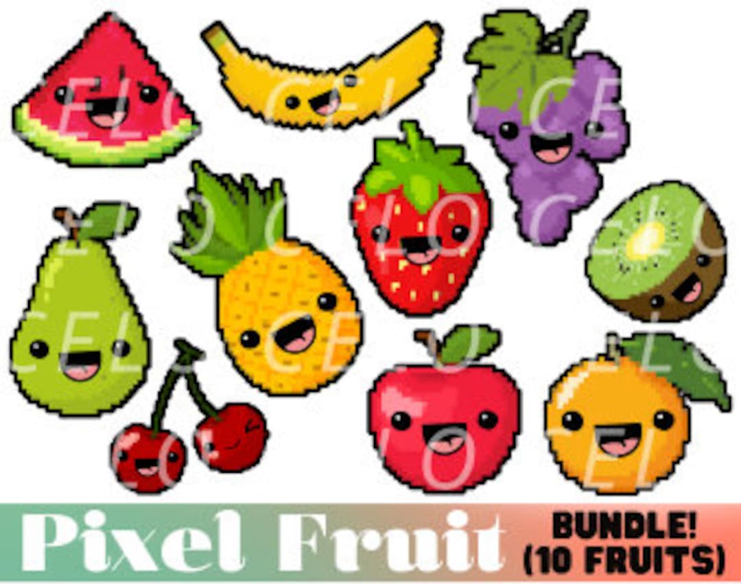 Cute Pixel Fruit Clip Art - Fruit Clip Art, Tropical Fruit, PNG ...