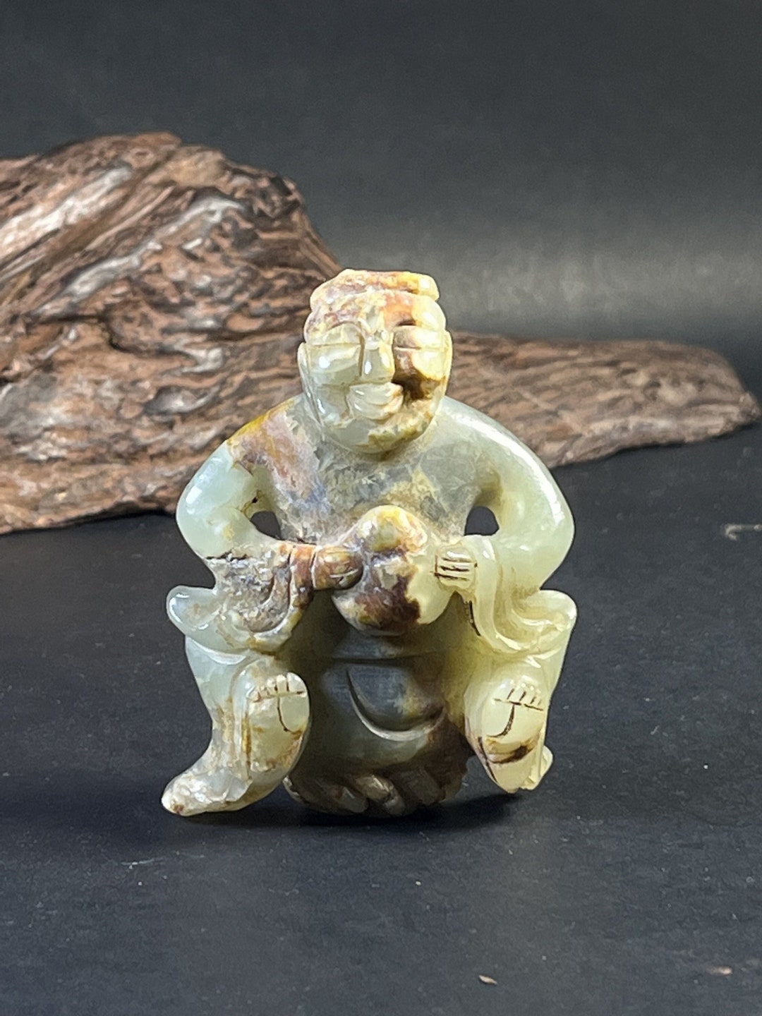 Antique Jade Human Figure Figurine Chinese Greenish Jade Human Statue ...