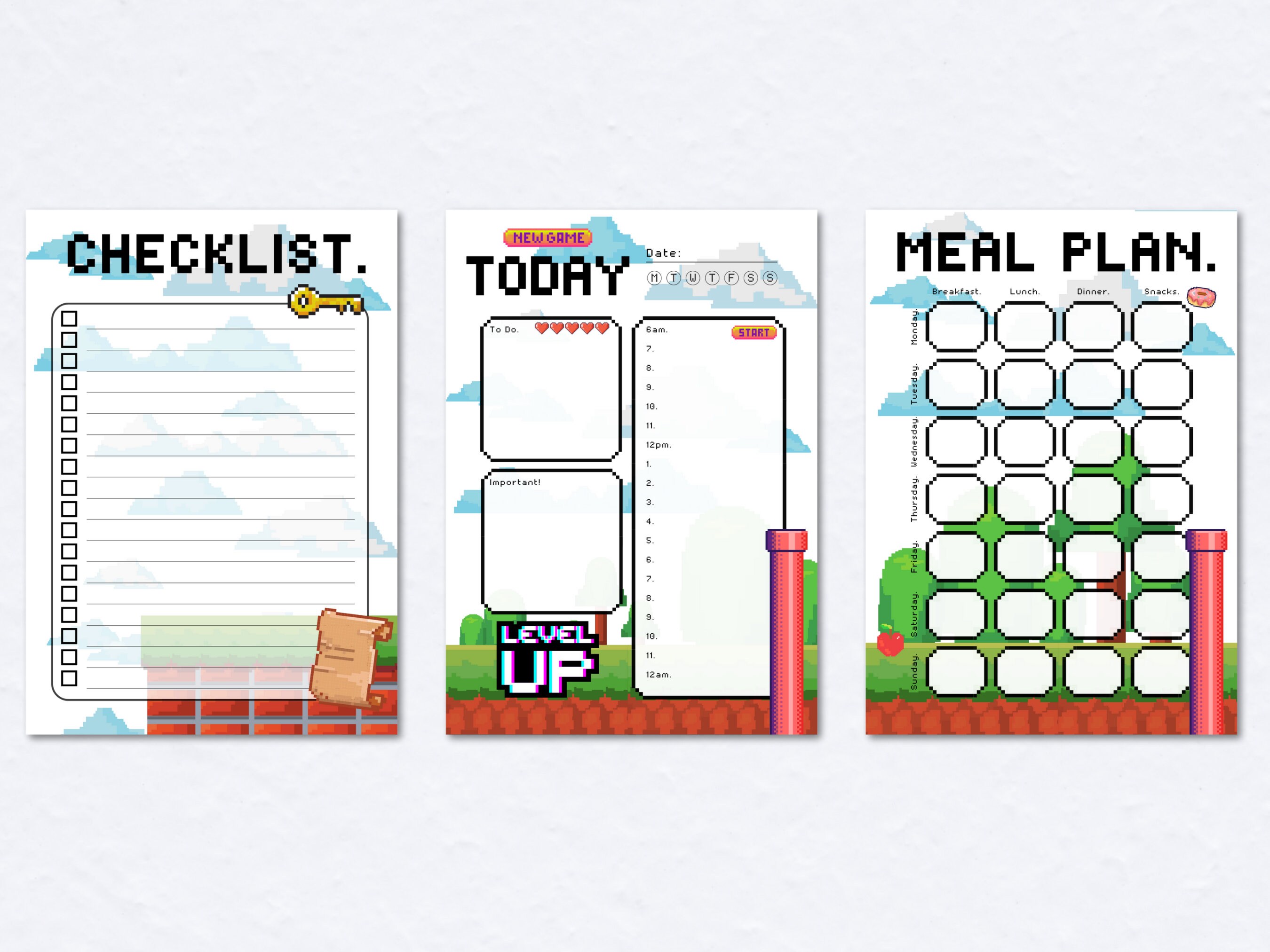 8 Bit Pixel Art Blank Personal Planner | A4 PDF Planner for Digital Use ...