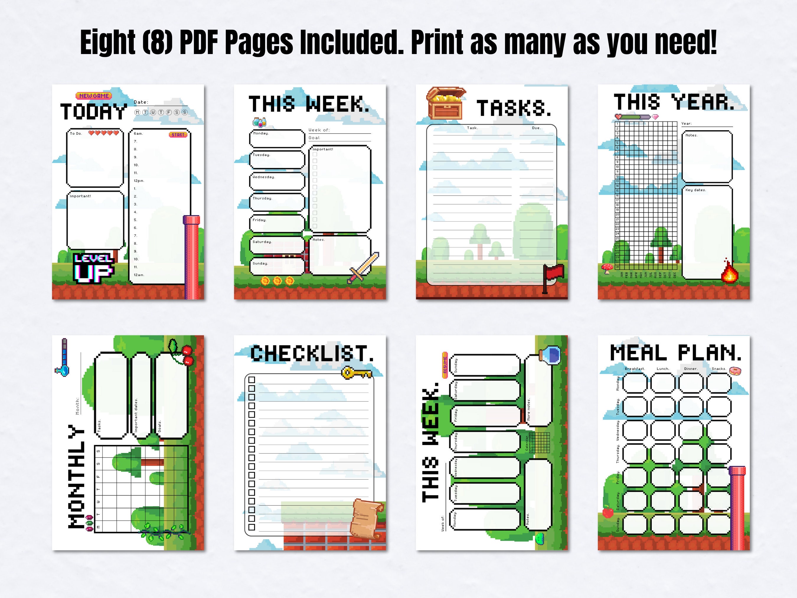 8-bit Pixel Art Planner: Retro Video Game Theme (A4 PDF) - Etsy