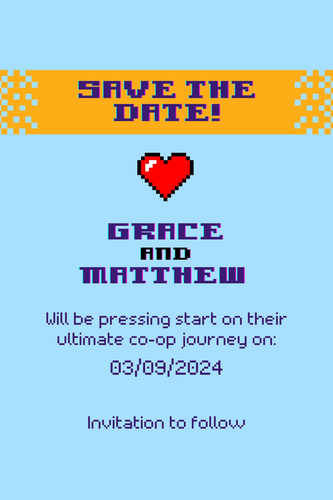 Retro Video Game Wedding Invitation Suite New Quest 8 Bit Video Game ...