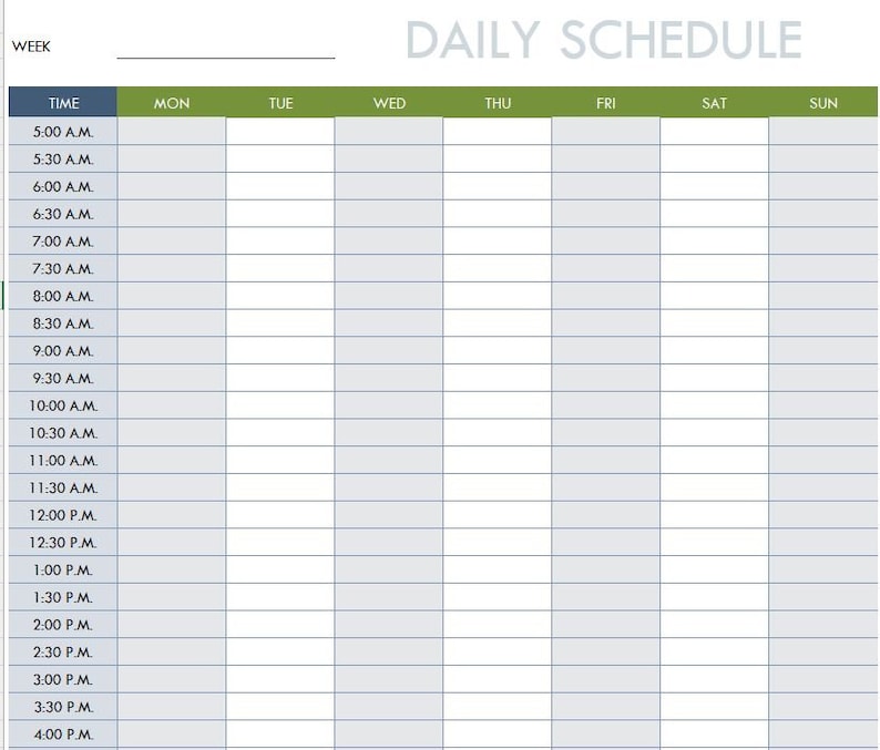 Daily Schedule Template - Etsy