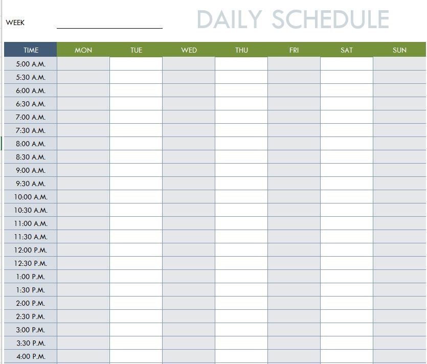 Daily Schedule Template - Etsy