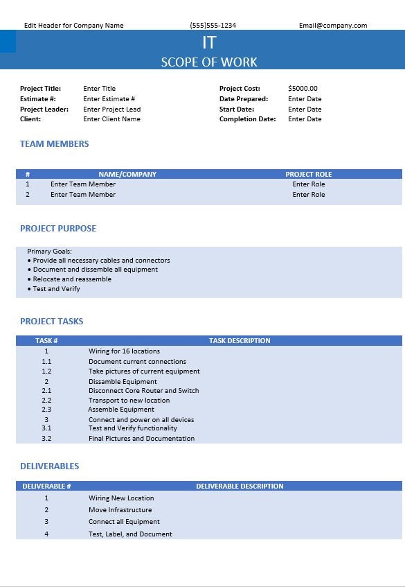 SOW Simple Scope of Work | Single Page - Etsy