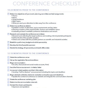 Conference Planning Checklist PDF - Etsy