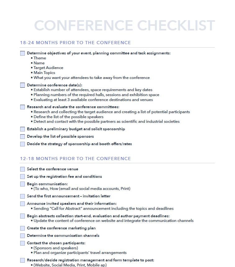 Conference Planning Checklist PDF - Etsy